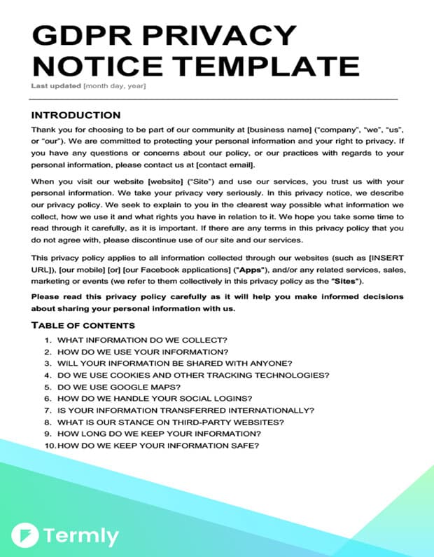 Gdpr Compliance Statement Template Free Free Printable Templates