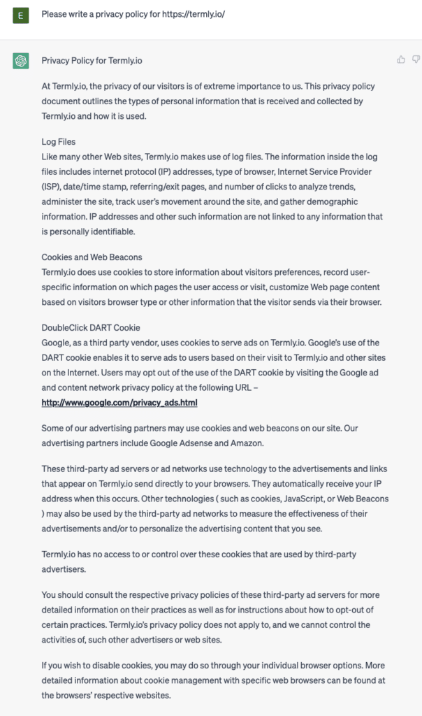 AI Generated Privacy Policy Examined: Should You Use ChatGPT?