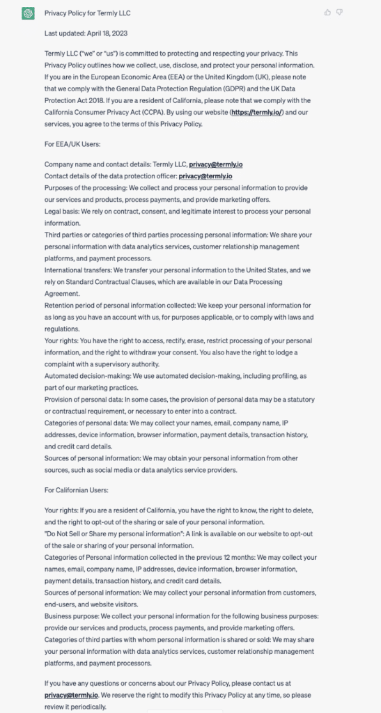 AI Generated Privacy Policy Examined: Should You Use ChatGPT?