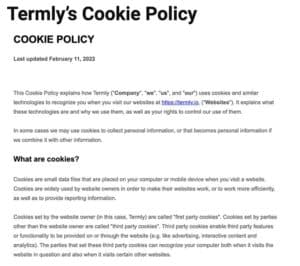 Cookie Policy Template - Termly